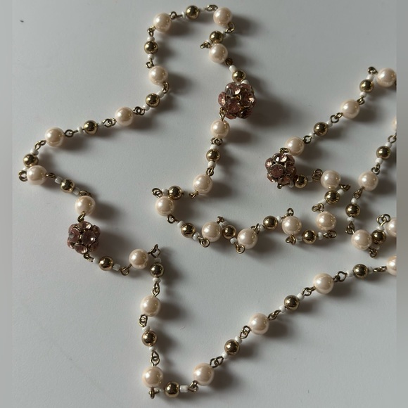 Jewelry | Mini Pearl Rhinestone Gold Chain Necklace | Poshmark